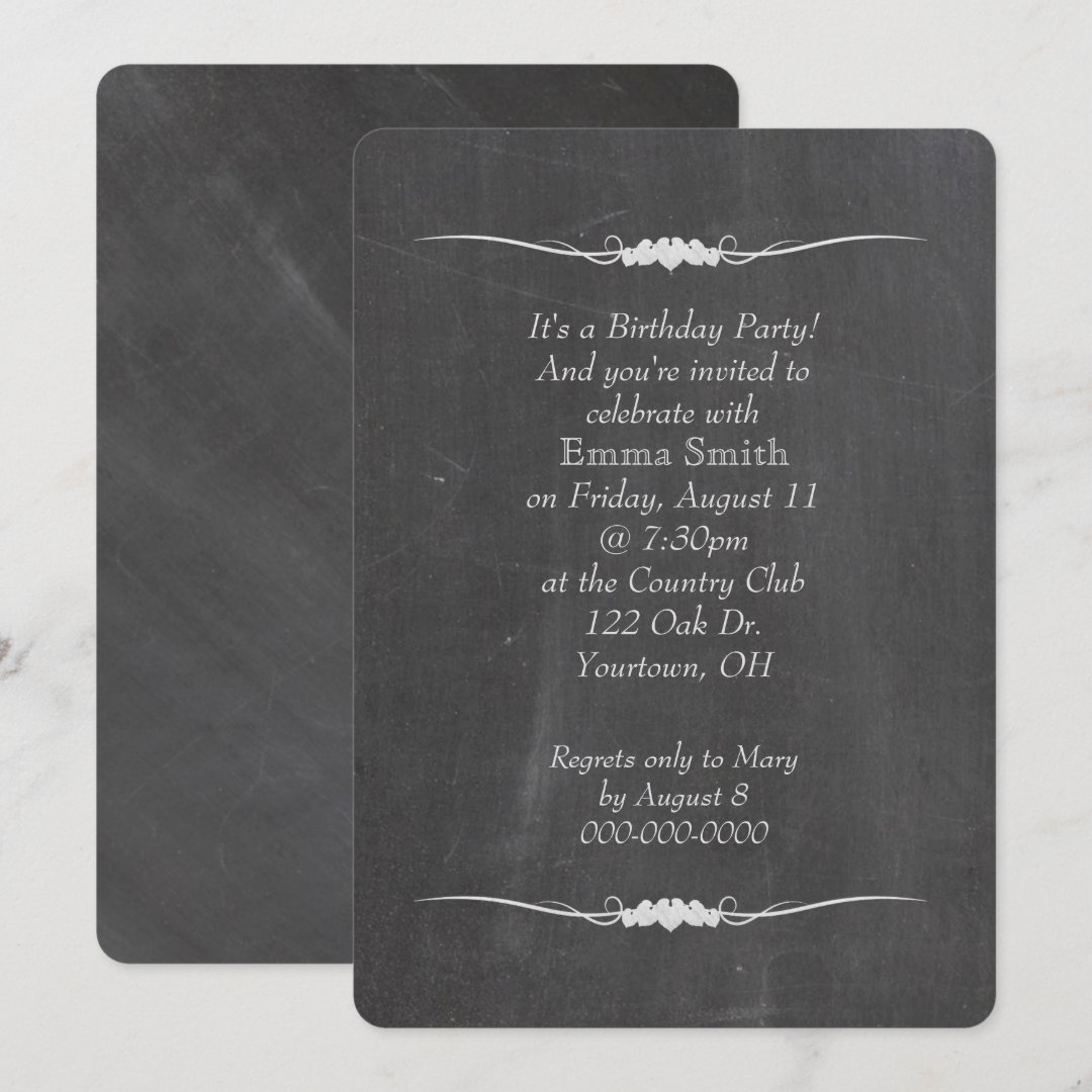 Chalkboard Birthday Party Invitation | Zazzle