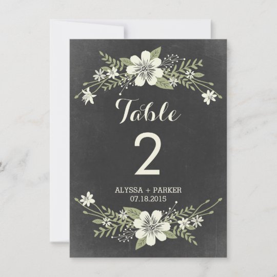 Chalkboard Blooms Double-Sided Table Number Card | Zazzle.com