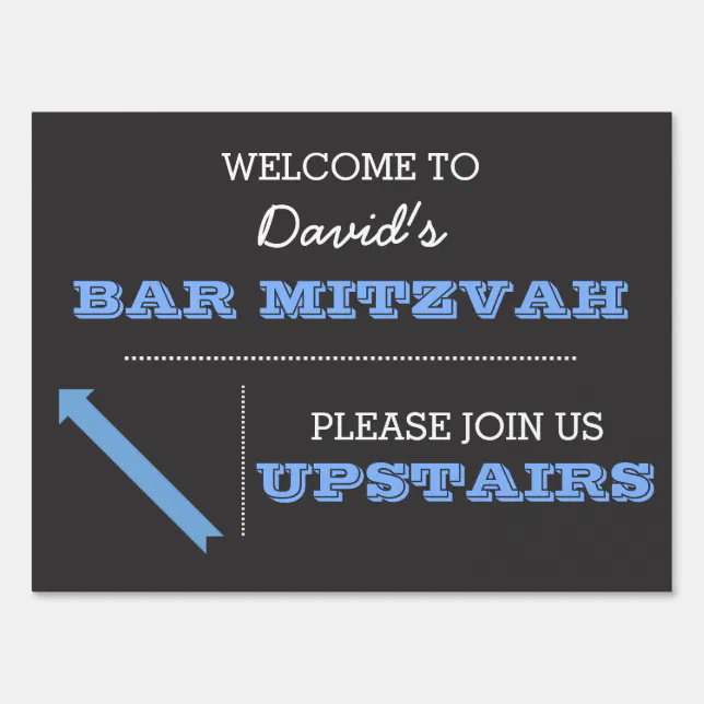 Chalkboard Blue Bar Mitzvah Sign | Zazzle