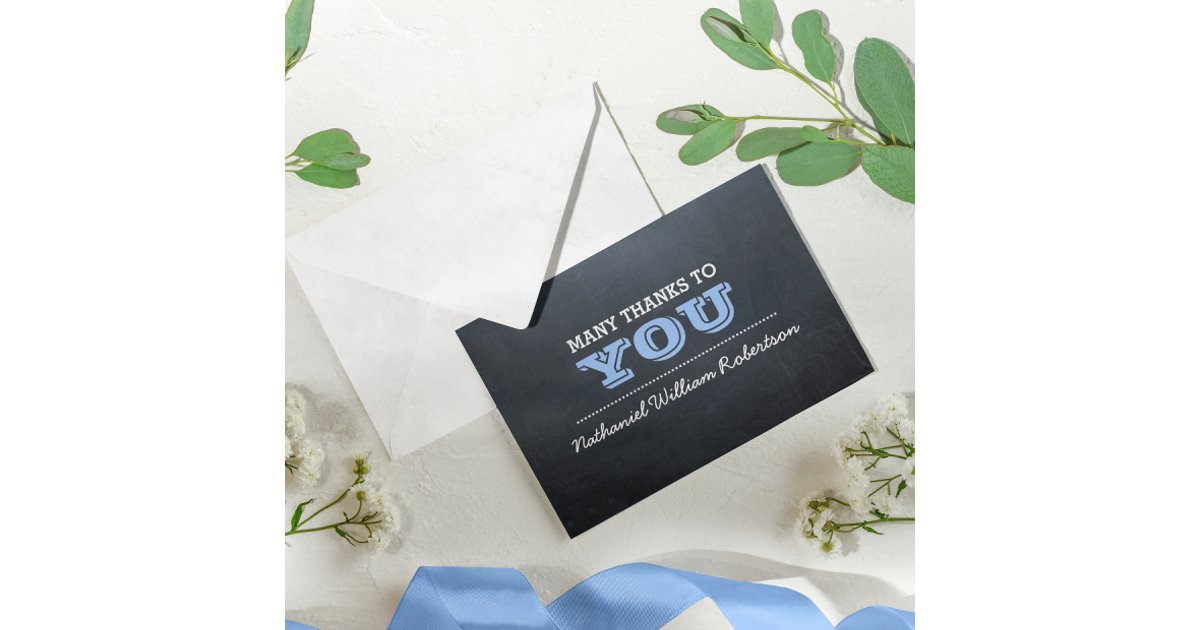 Chalkboard Blue Confirmation Thank You Note | Zazzle