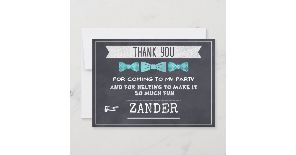 Chalkboard Bow, Little Man Thank You Card | Zazzle