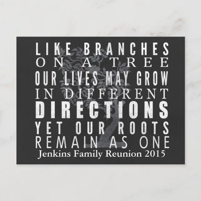 Chalkboard Branches Tree Family Reunion Invitation | Zazzle