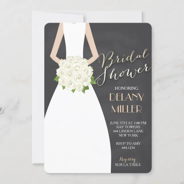 Chalkboard Bride Bridal Shower Invitations | Zazzle