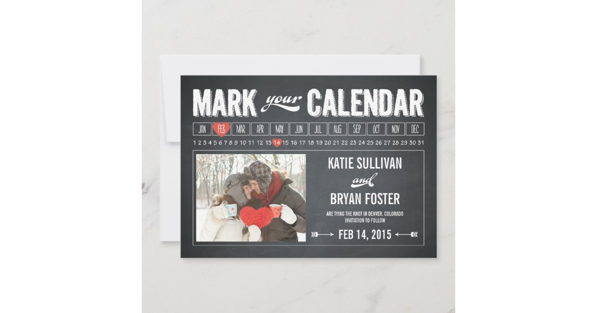 Chalkboard Calendar Photo Save The Date Cards | Zazzle
