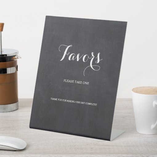 Chalkboard Calligraphy Favor Please Take One Pedestal Sign | Zazzle