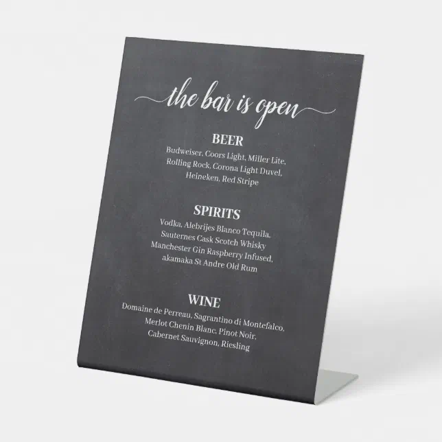 Chalkboard Calligraphy Wedding Bar Menu Pedestal Sign | Zazzle