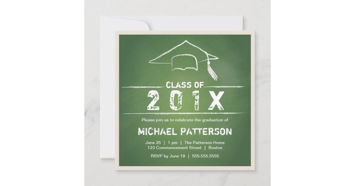 Chalkboard Cap and Tassel Graduation Party Invitation | Zazzle