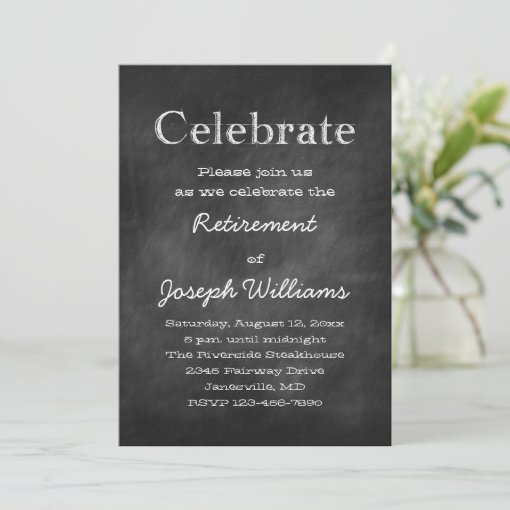 Chalkboard Celebrate Retirement Party Invitations | Zazzle