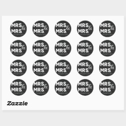 Chalkboard Chalk Mrs. & Mrs. Wedding Engagement Classic Round Sticker ...
