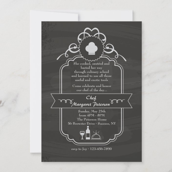 Chalkboard Chef Graduation Invitation | Zazzle.com