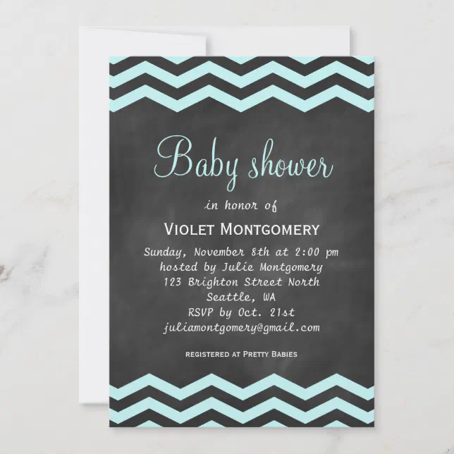 Chalkboard & Chevron Baby Shower Invitation | Zazzle