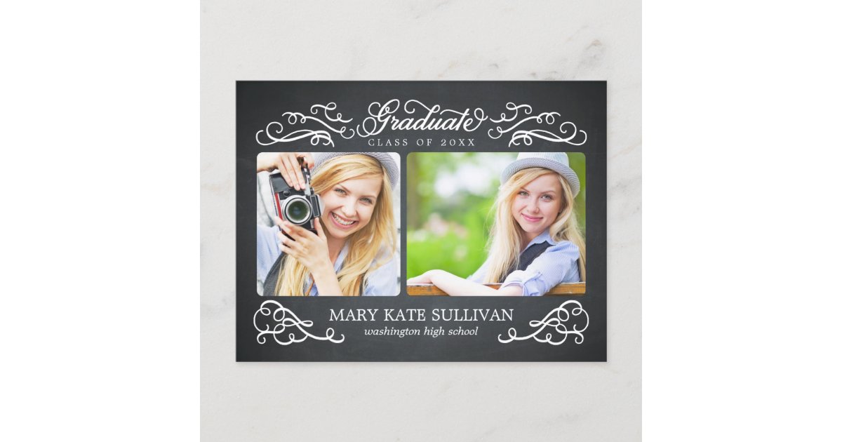 Chalkboard Chic Graduation Announcement | Zazzle