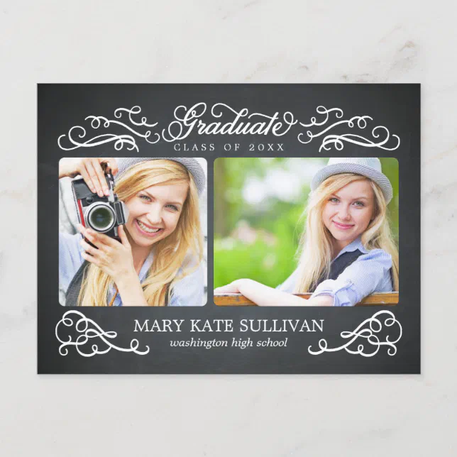 Chalkboard Chic Graduation Announcement | Zazzle