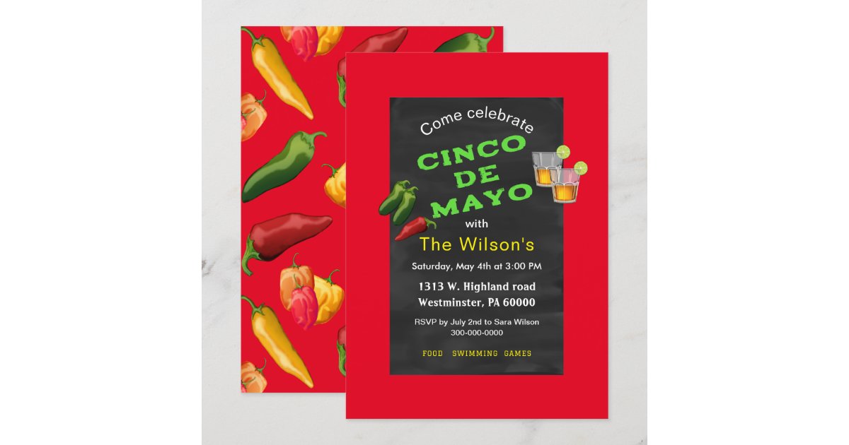 Chalkboard Cinco de Mayo Invitation | Zazzle