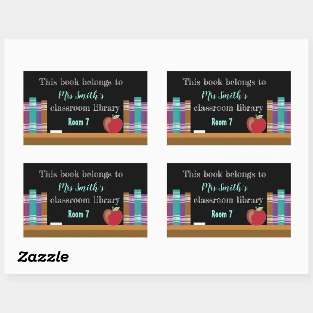 Chalkboard classroom library bookplates | Zazzle