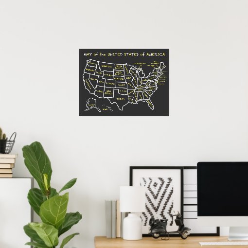 Chalkboard Classroom Map of the United States Poster | Zazzle