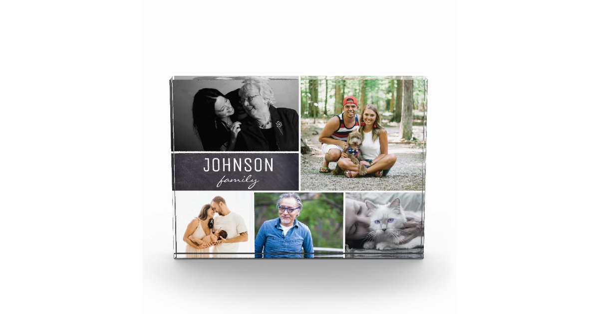 Chalkboard Collage Name and Family Photos | Zazzle