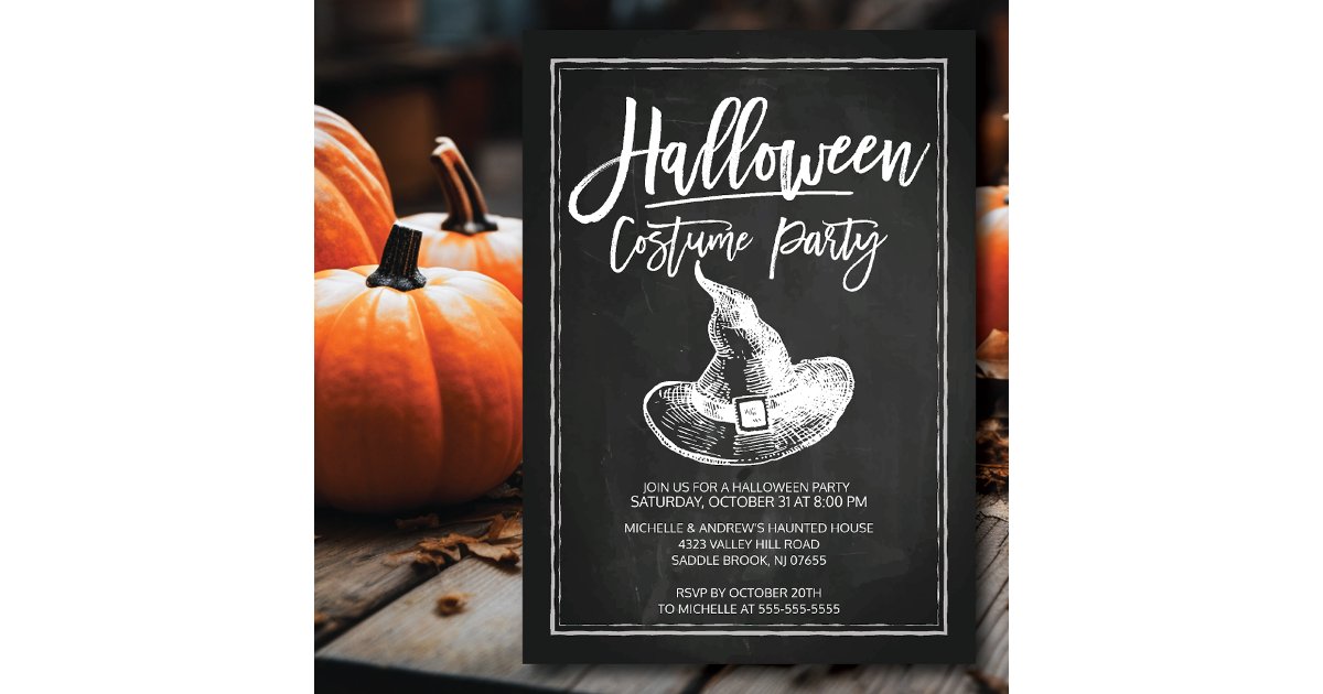 Chalkboard Costume Party Halloween Party Invitation | Zazzle