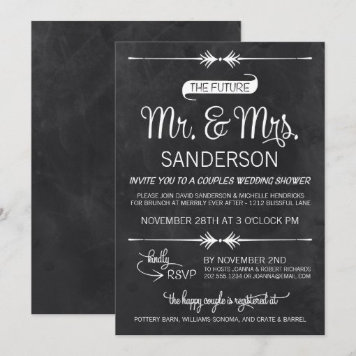 Chalkboard Couples Wedding Shower Invitation | Zazzle