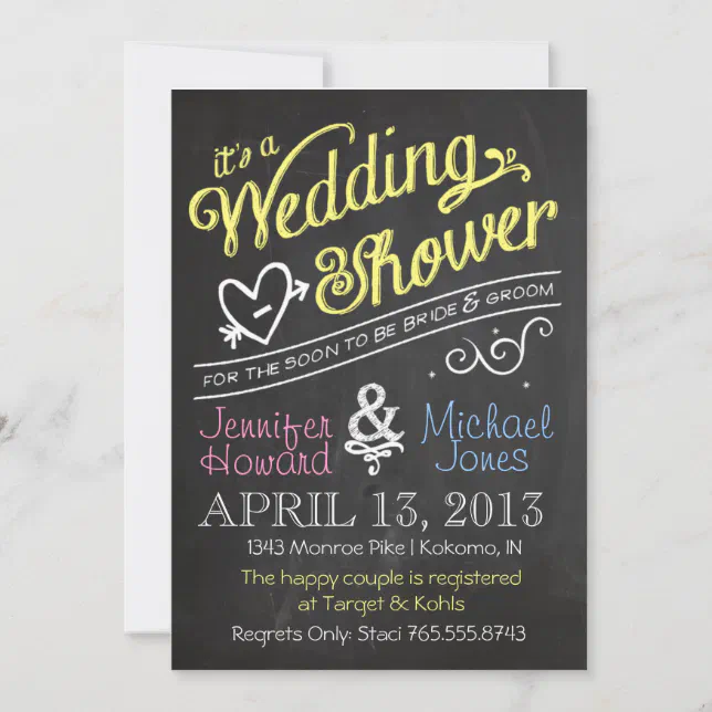 Chalkboard Couples Wedding Shower Invitation | Zazzle