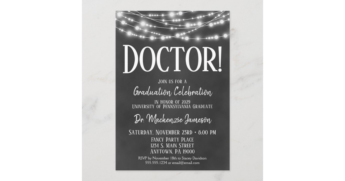Chalkboard Doctor Graduation Party Invitation | Zazzle.com