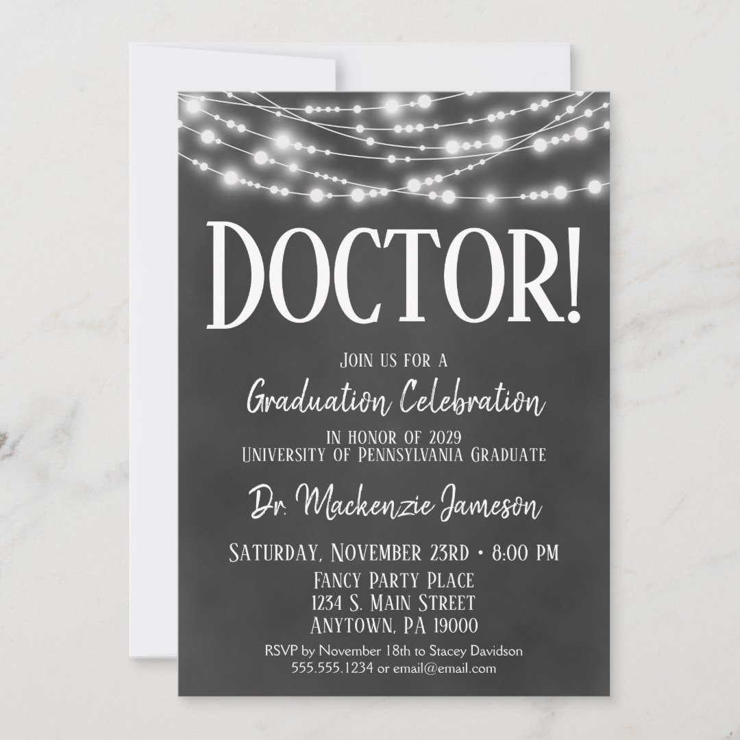 Chalkboard Doctor Graduation Party Invitation | Zazzle