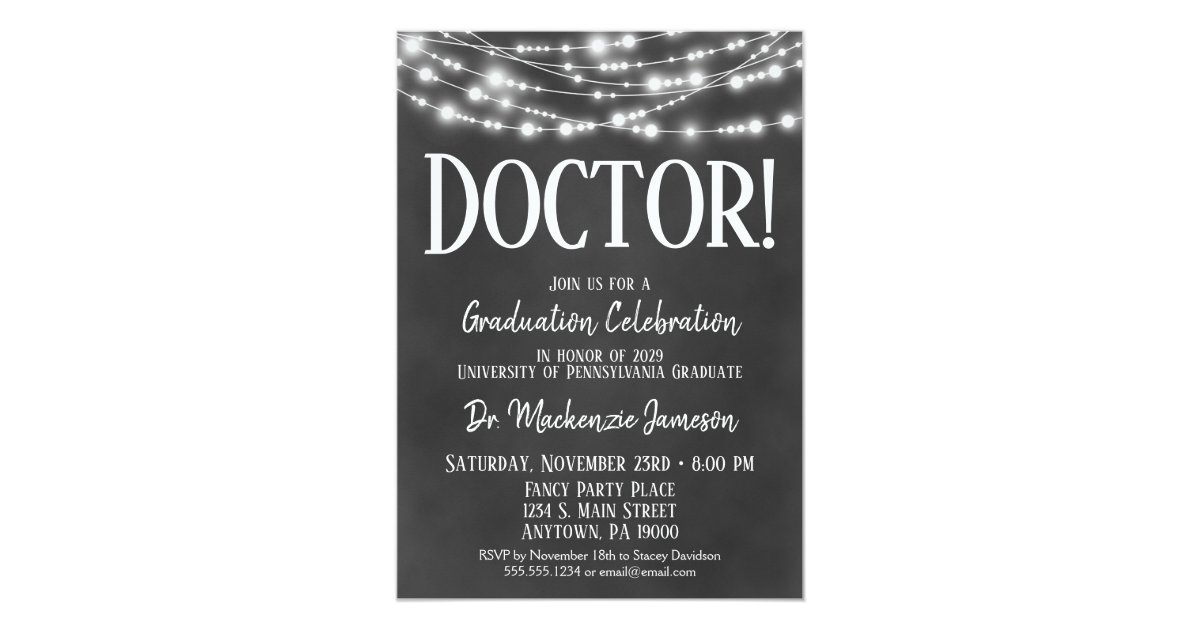 Chalkboard Doctor Graduation Party Invitation | Zazzle.com