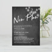 Chalkboard Edison Lights New Plan Delayed Wedding Invitation | Zazzle