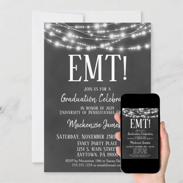 Chalkboard EMT Graduation Party Invitation | Zazzle