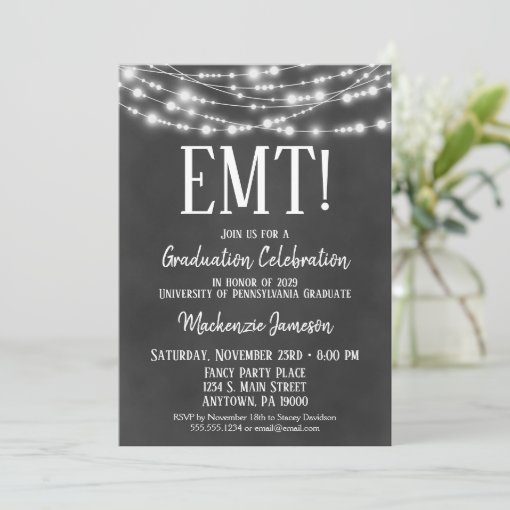 Chalkboard EMT Graduation Party Invitation | Zazzle