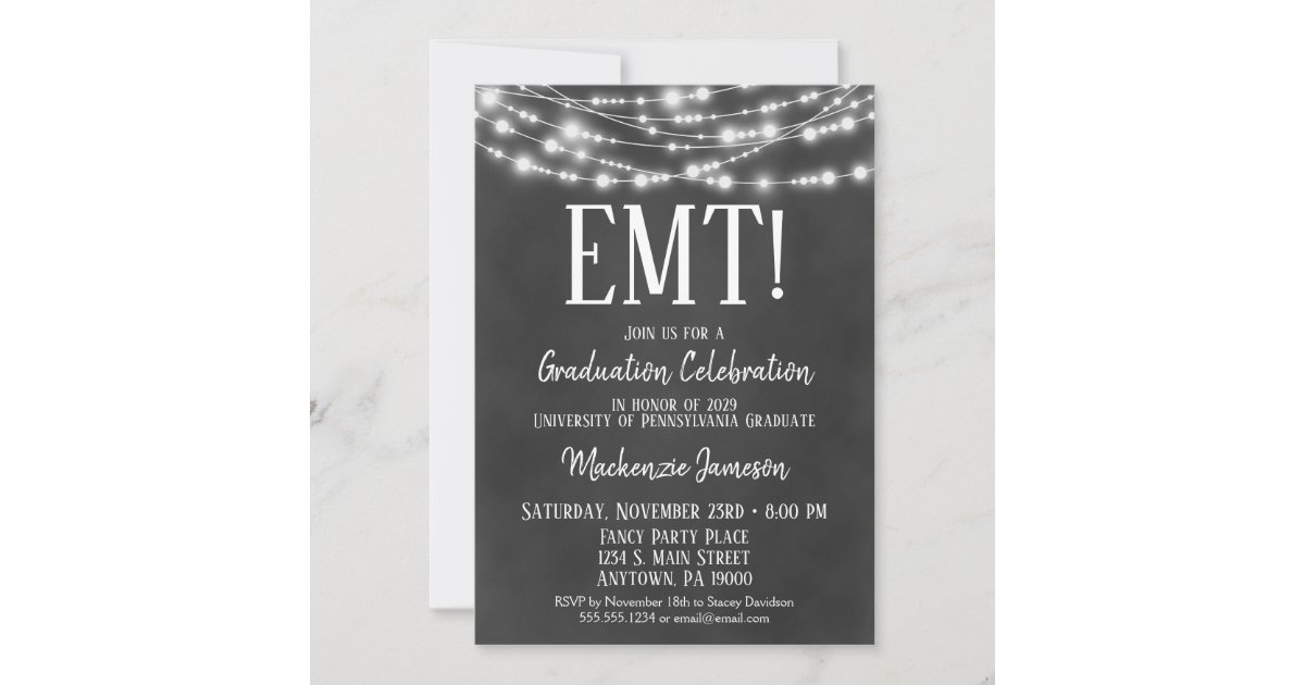 Chalkboard EMT Graduation Party Invitation | Zazzle