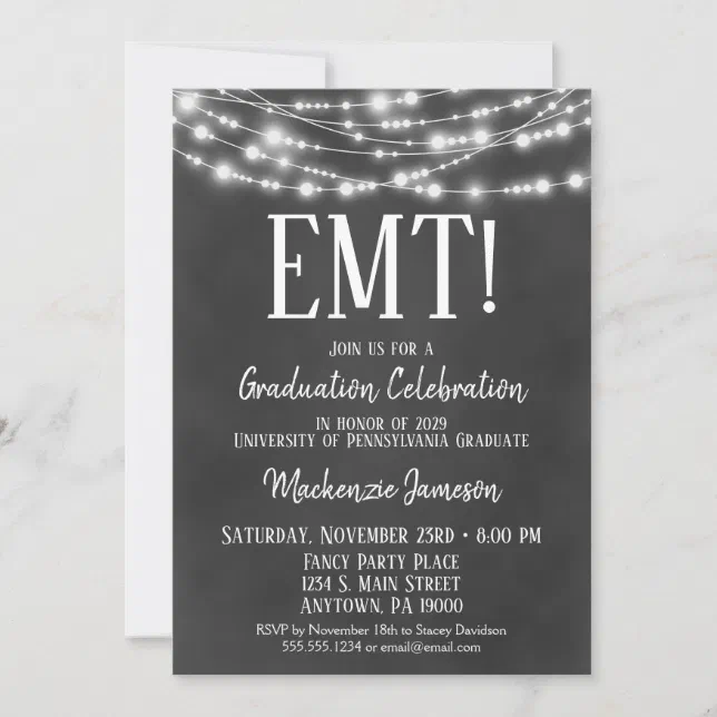 Chalkboard EMT Graduation Party Invitation | Zazzle