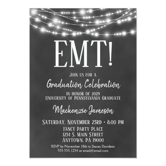 Chalkboard EMT Graduation Party Invitation | Zazzle.com