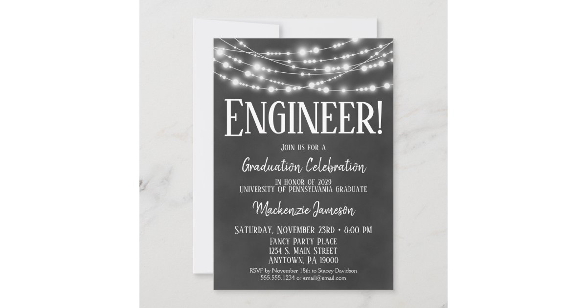 Chalkboard Engineer Graduation Party Invitation | Zazzle