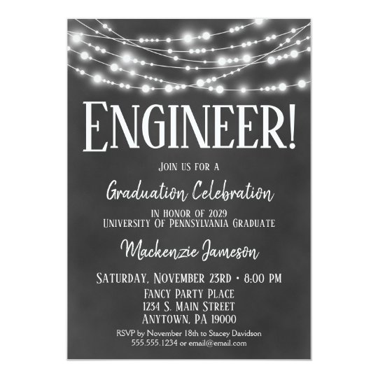 Chalkboard Engineer Graduation Party Invitation | Zazzle.com