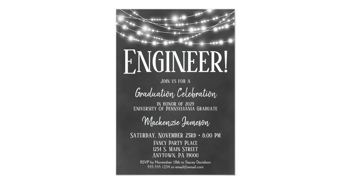 Chalkboard Engineer Graduation Party Invitation | Zazzle.com