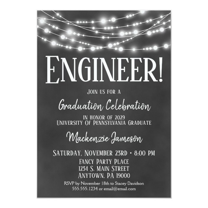 Chalkboard Engineer Graduation Party Invitation | Zazzle.com