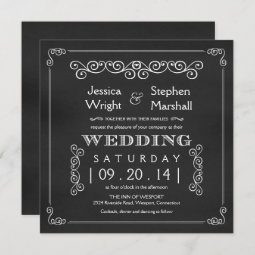 Chalkboard Fancy Square Wedding Invitations | Zazzle