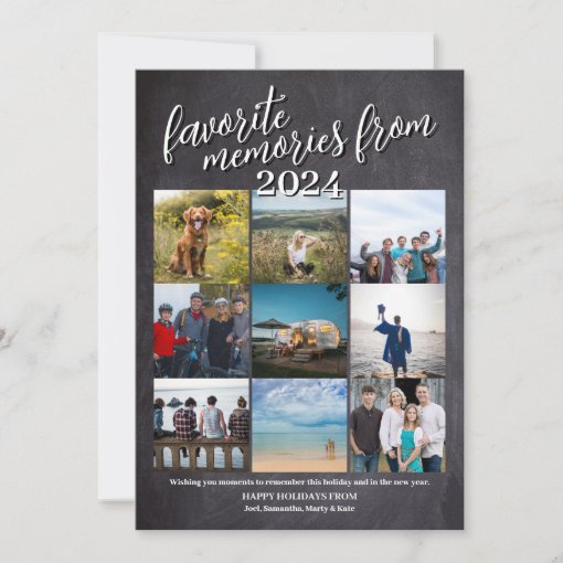 Chalkboard Favorite Memories Yearly Photo Collage Holiday Card | Zazzle