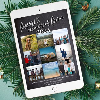 Chalkboard Favorite Memories Yearly Photo Collage Holiday Card | Zazzle