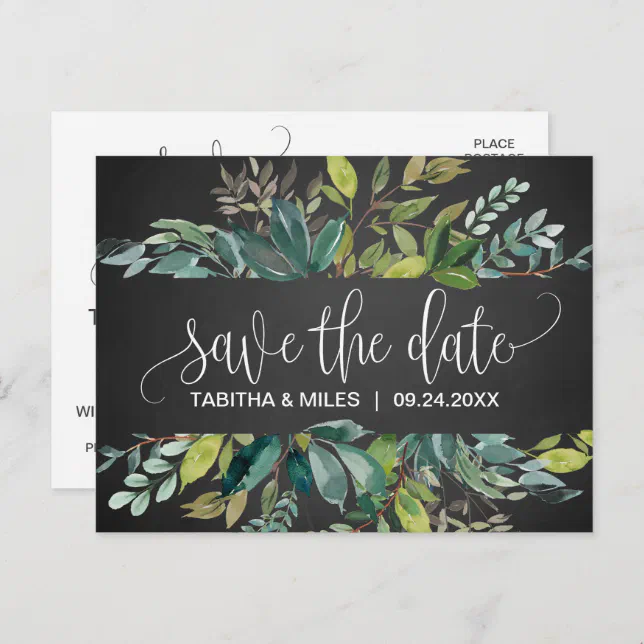 Chalkboard Foliage Save the Date Announcement Postcard | Zazzle Chalkboard Foliage Save the Date Announcement Postcard | Zazzle