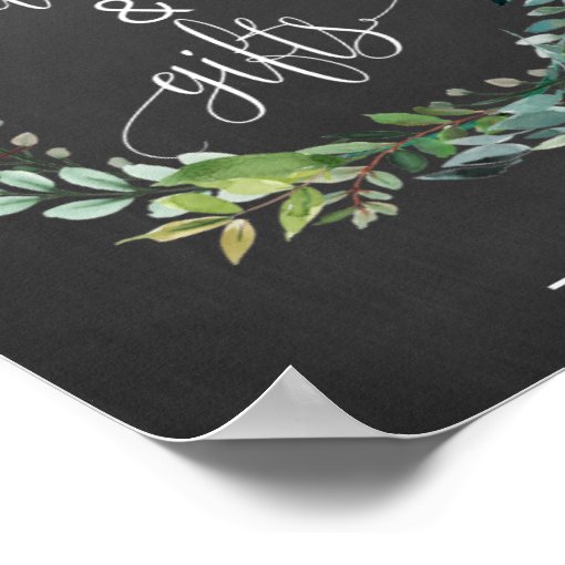 Chalkboard Foliage Wreath Cards and Gifts Sign | Zazzle