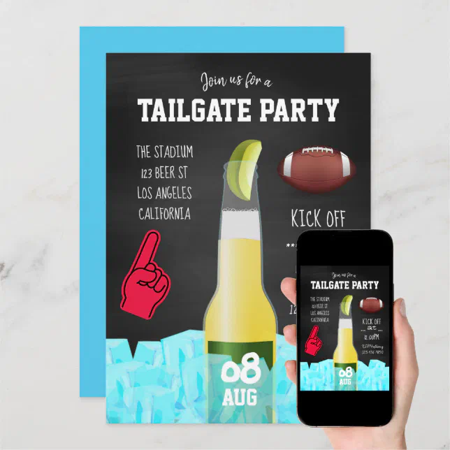 Chalkboard Football Tailgate Party Invitation | Zazzle