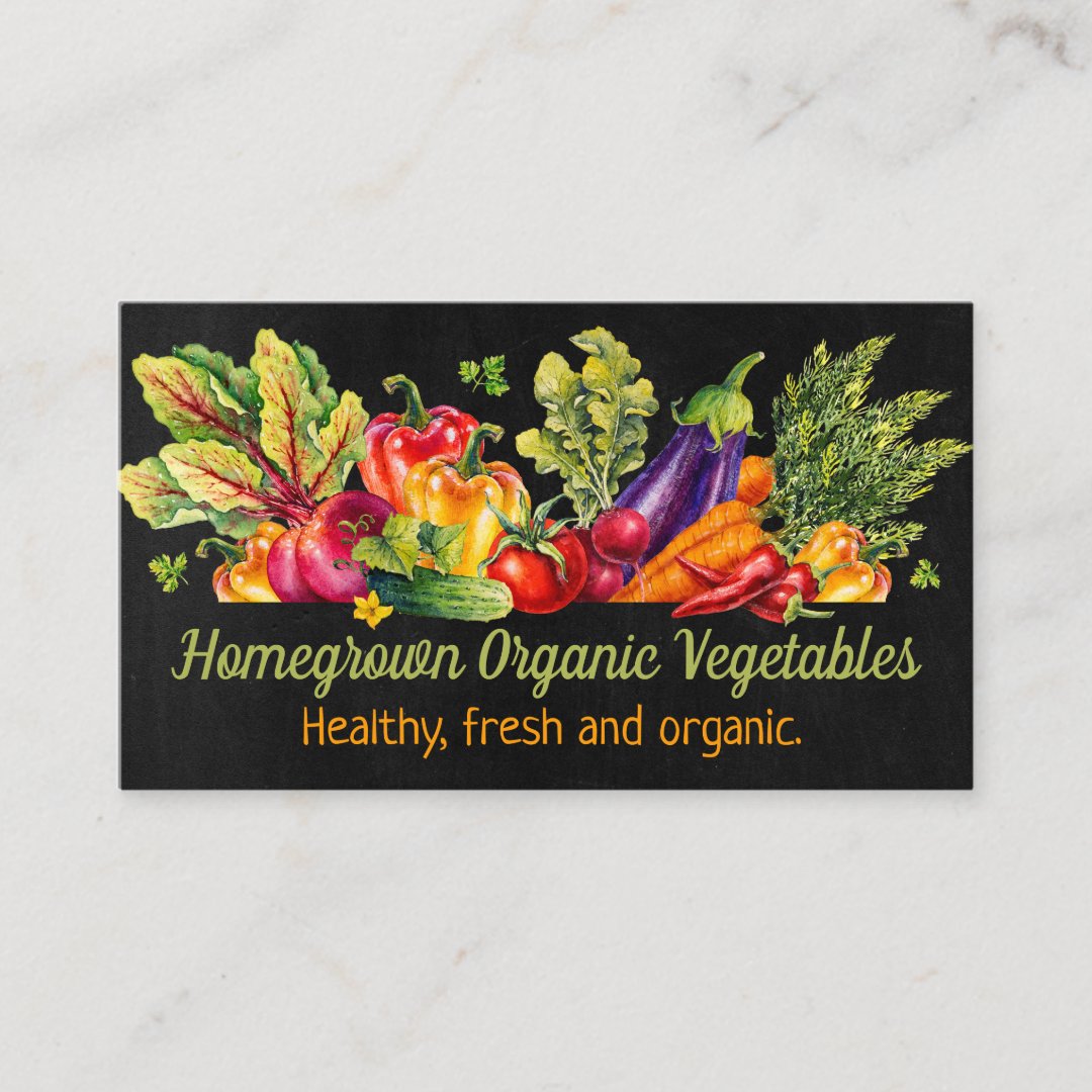 Chalkboard Fresh Homegrown Vegetable Business Business Card | Zazzle