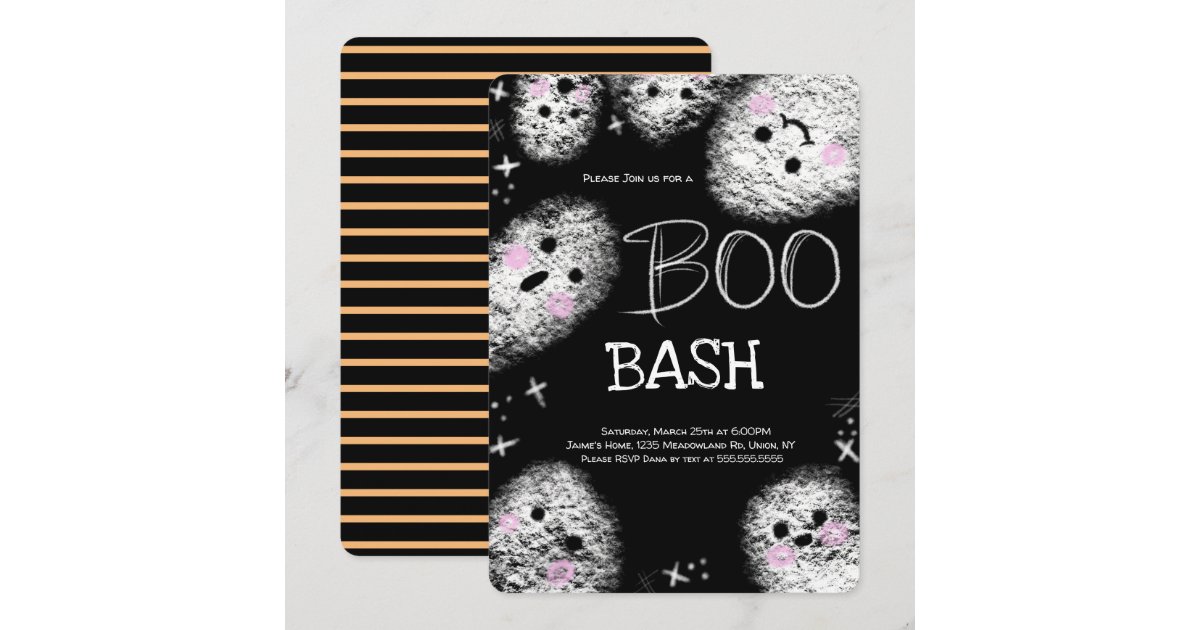 Chalkboard Ghost Boo Costume Halloween Birthday Invitation | Zazzle