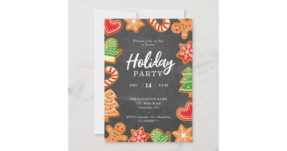 Chalkboard Gingerbread Holiday Party Invitation | Zazzle