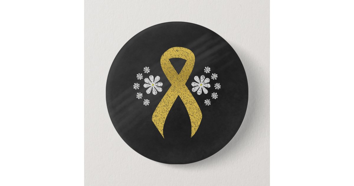 Chalkboard Gold Awareness Ribbon Pinback Button | Zazzle