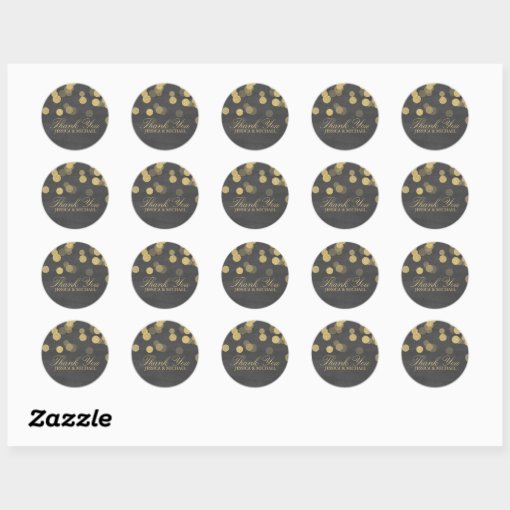 Chalkboard Gold Glitter Thank You Sticker | Zazzle