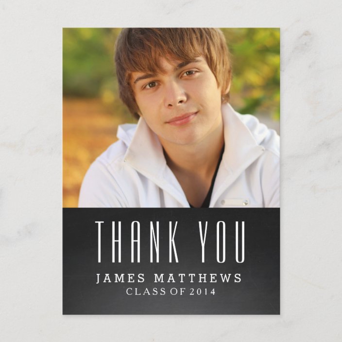 CHALKBOARD GRAD | GRADUATION THANK YOU POSTCARD | Zazzle.com