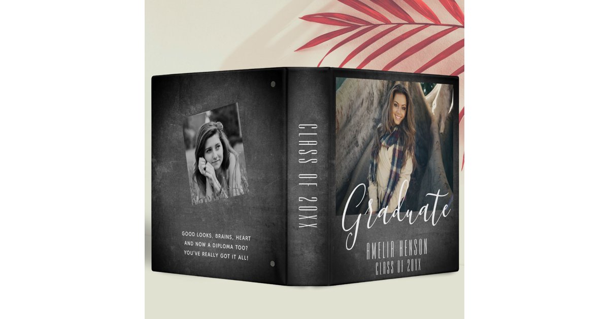 Chalkboard Graduate Graduation Photo Album 3 Ring Binder | Zazzle